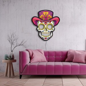 Sugar Skull Led Sign, Sugar Skull Neon Sign, Sugar Skull Decor, Skull ...