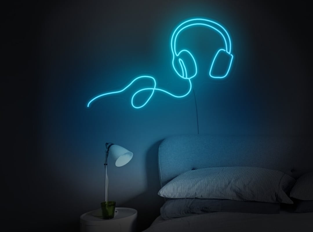 Headphones Neon Sign Headphones Led Sign Headphones Sign - Etsy