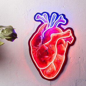 Human Heart Neon Sign, Anatomical Heart Light Sign, Colorful Heart Neon ...