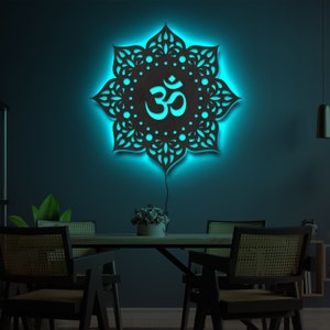 Om Mandala Neon Sign, Om Light Sign, Mandala Led Sign, Sacred Geometry ...