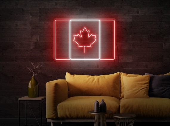 Canada Flag Neon Sign Canadian Flag Neon Sign Canadian Flag | Etsy