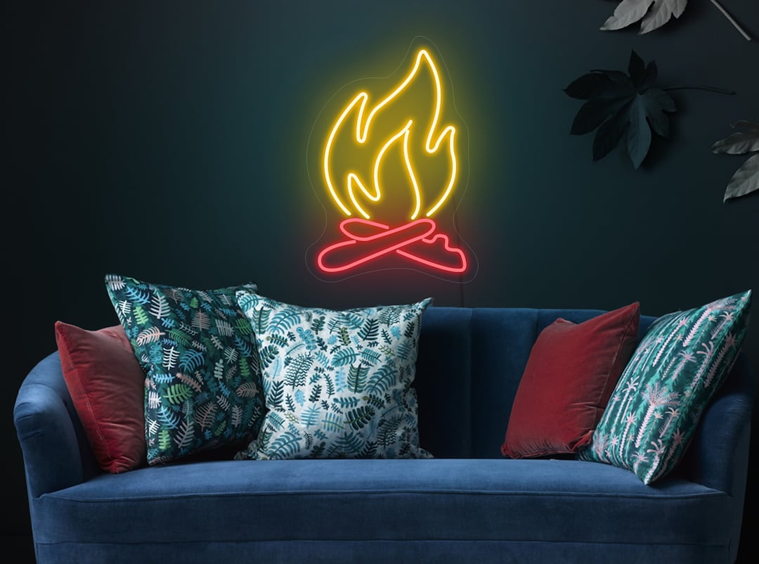 Bonfire Neon Sign, Fire Neon Sign, Campfire Neon Sign, Flame Neon Sign ...