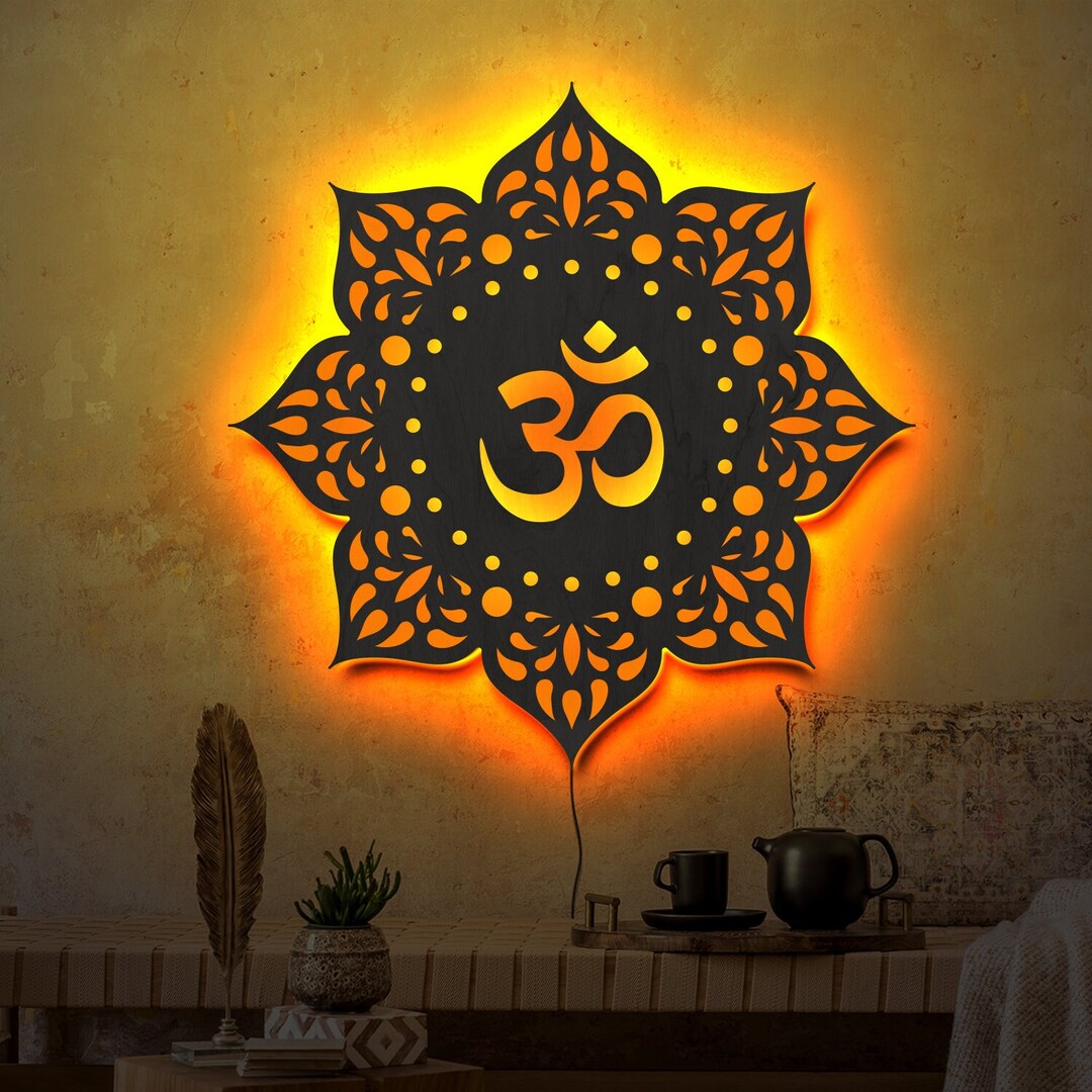 Om Mandala Neon Sign, Om Light Sign, Mandala Led Sign, Sacred Geometry ...