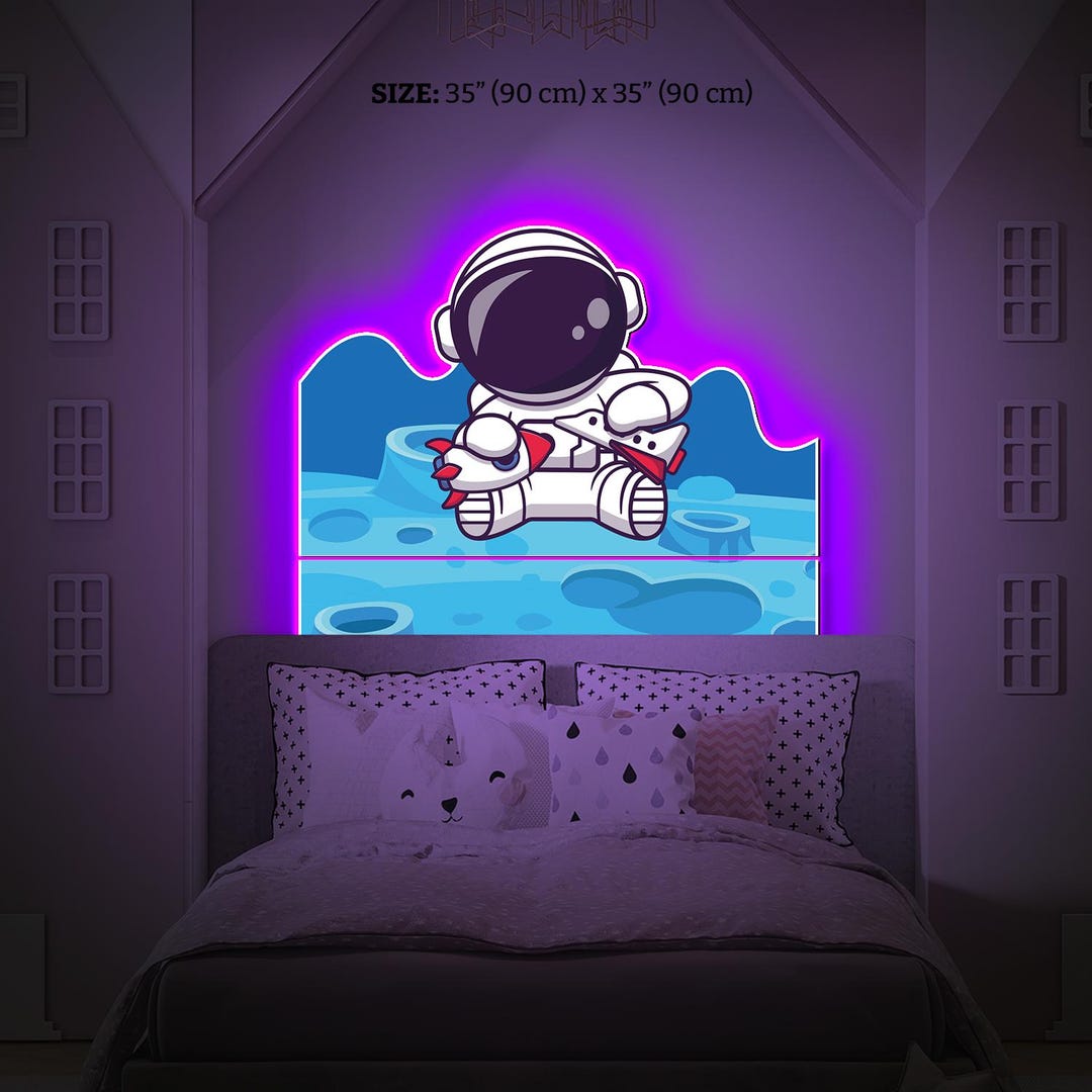 Astronaut Headboard, Space Light Panels, Bed Headboard, Astronaut Neon ...