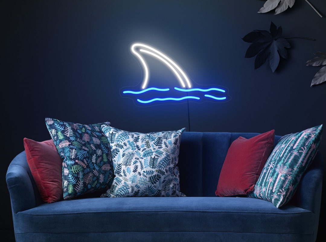 Shark Fin Neon Sign, Shark Neon Sign, Shark Led Sign, Shark Wall Sign ...