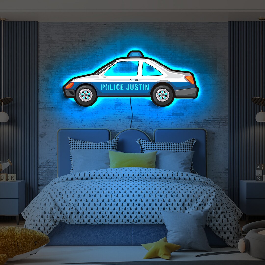 Police Car Neon Sign, Police Car Led Sign, Police Light up Sign, Kids ...