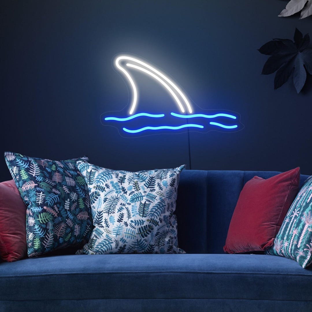 Shark Fin Neon Sign, Beach Bar Sign, Shark Led Sign, Sea Life Neon Sign ...