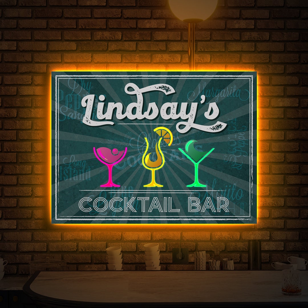 Cocktail Neon Sign, Bar Neon Sign, Bar Led Sign, Bar Light up Sign ...