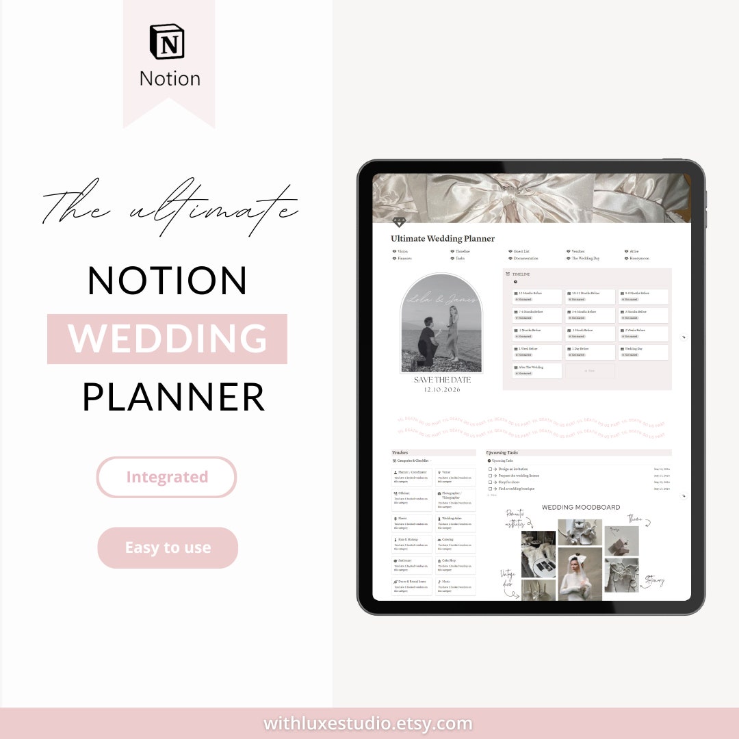 Wedding Notion Template, Notion Wedding Planner, Digital Wedding ...
