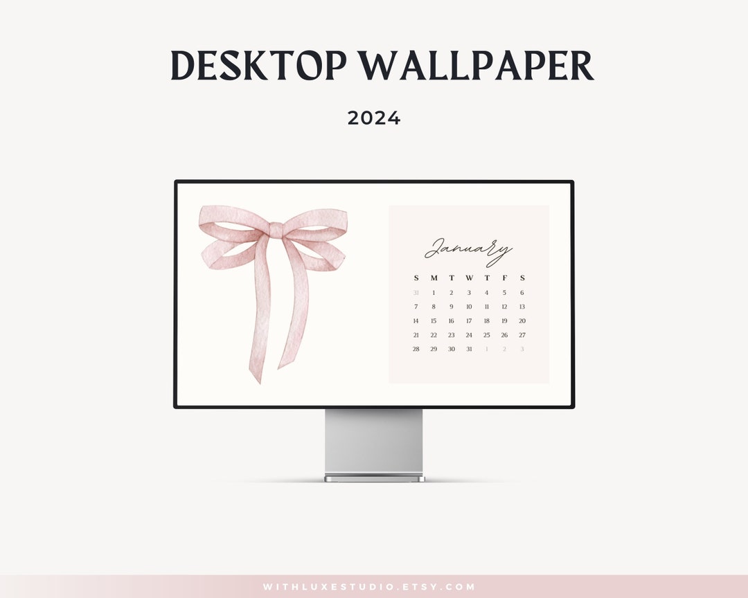 Buy 2024 Desktop Wallpaper, Coquette Ribbon Wallpaper, 2024 That Girl ...