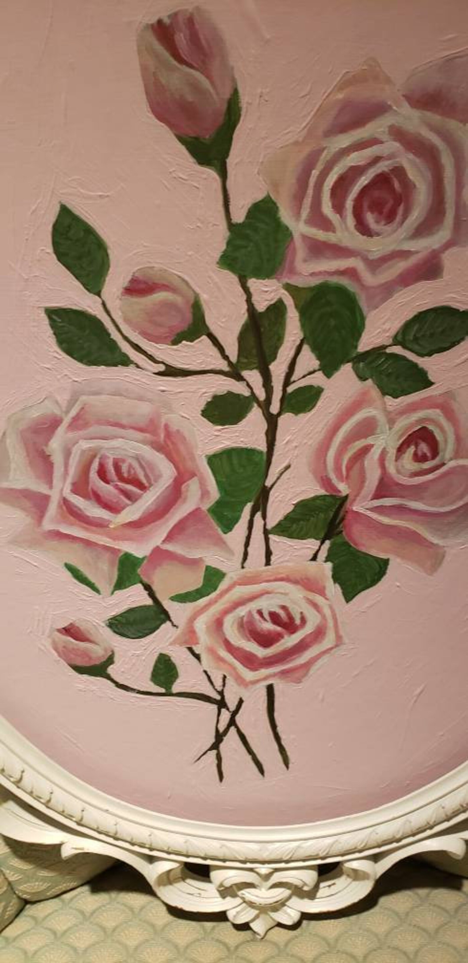 Vintage Shabby Chic Roses Framed Painted Pink Cherub Painting - Etsy