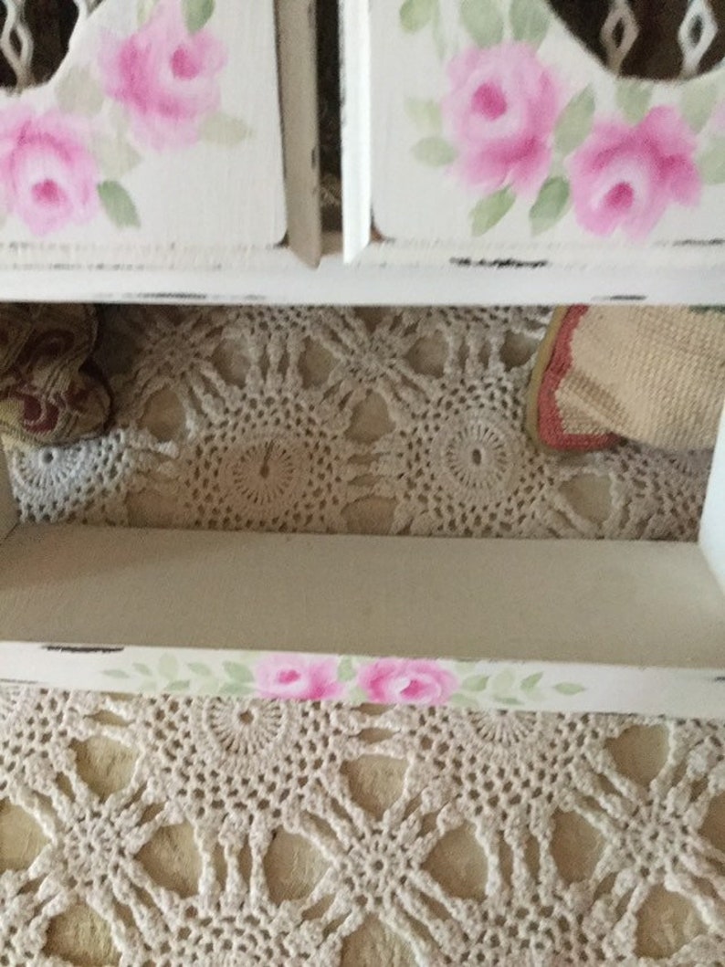 Shabby Chic Storage Shelf Wall Cabinets Roses Pink White Curio - Etsy