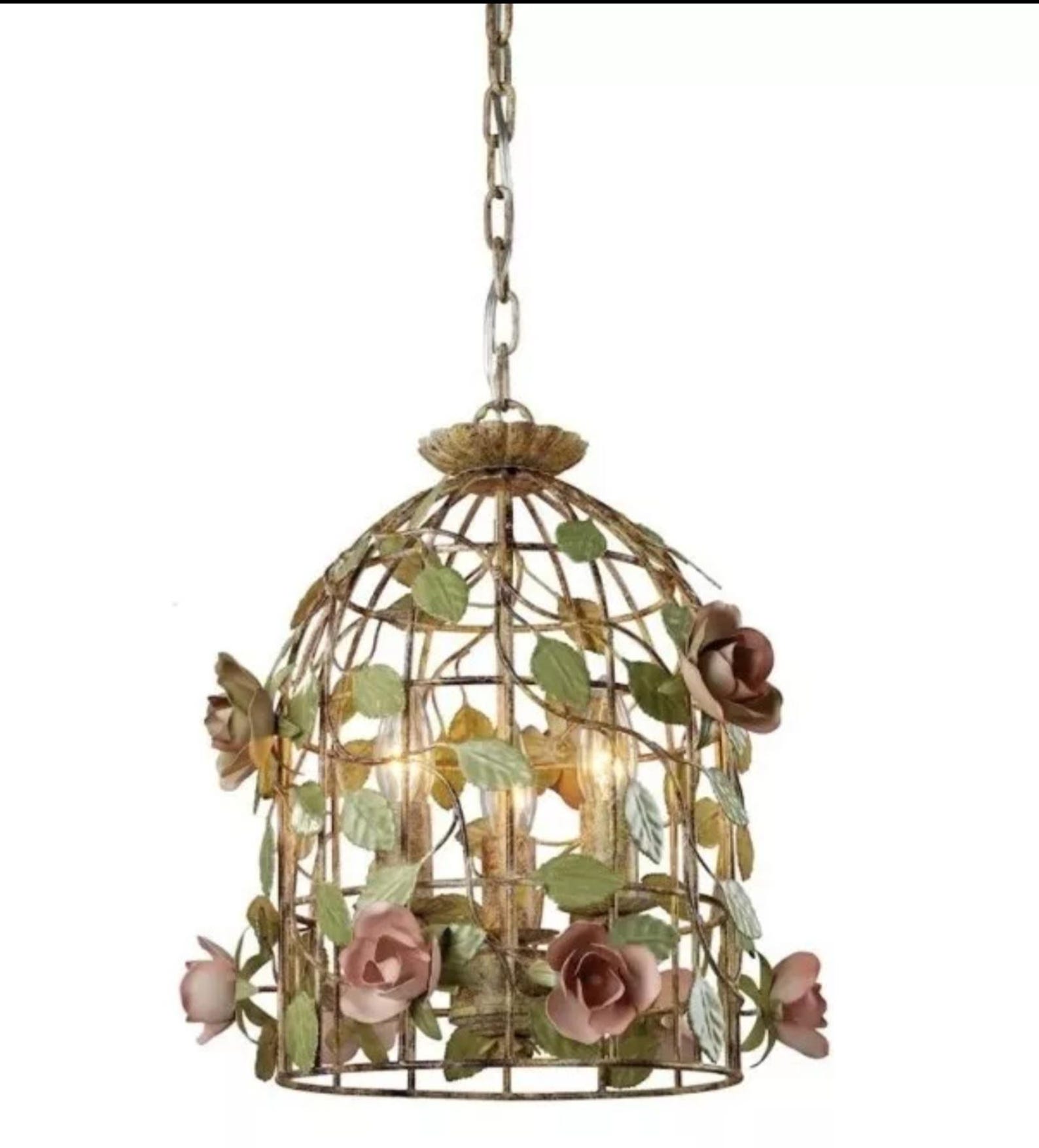Shabby Chic Toleware Style Roses Light Fixtures Chandelier - Etsy