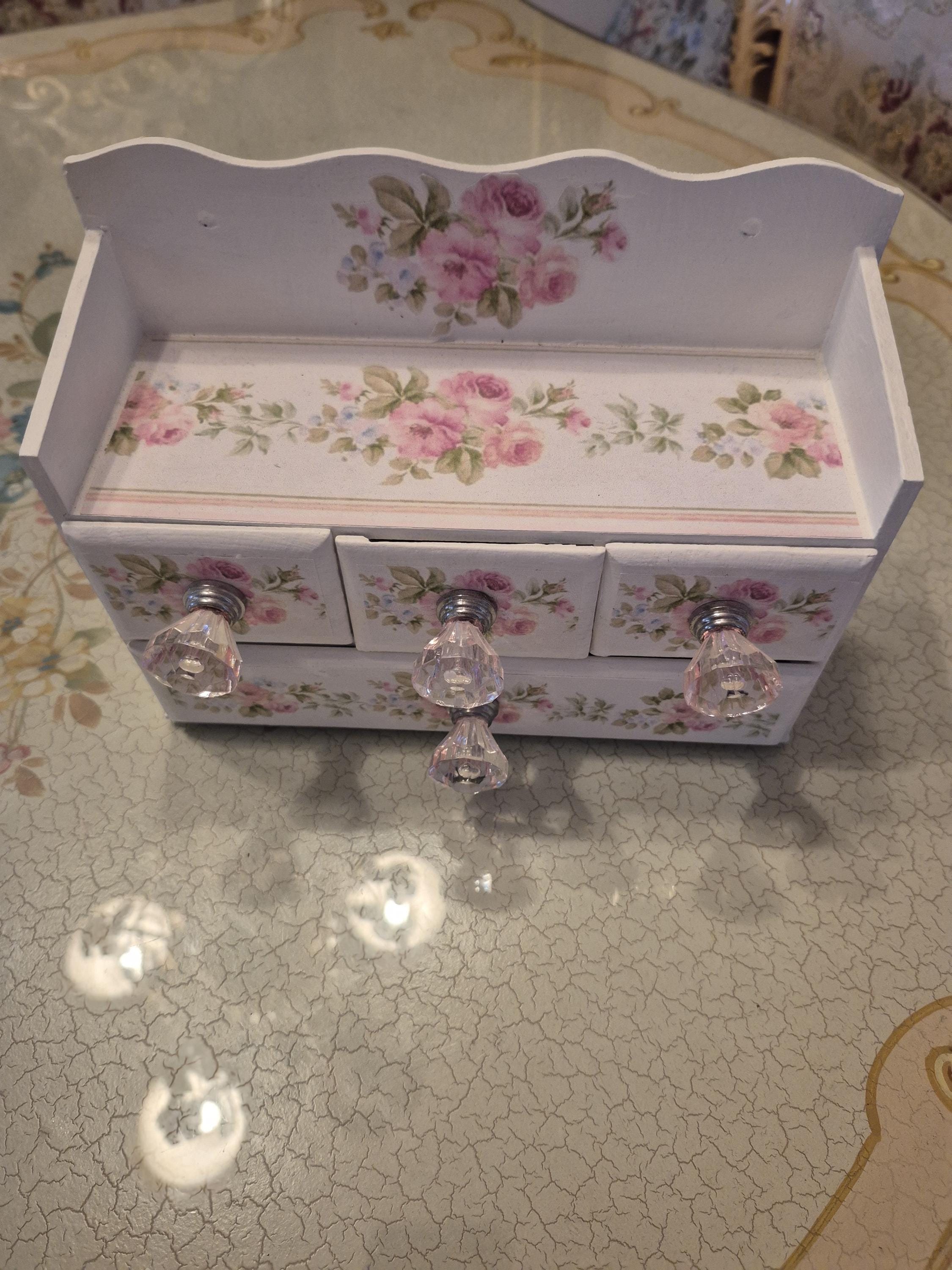 Shabby Chic Pink Roses Jewelry Chest Drawers - Etsy