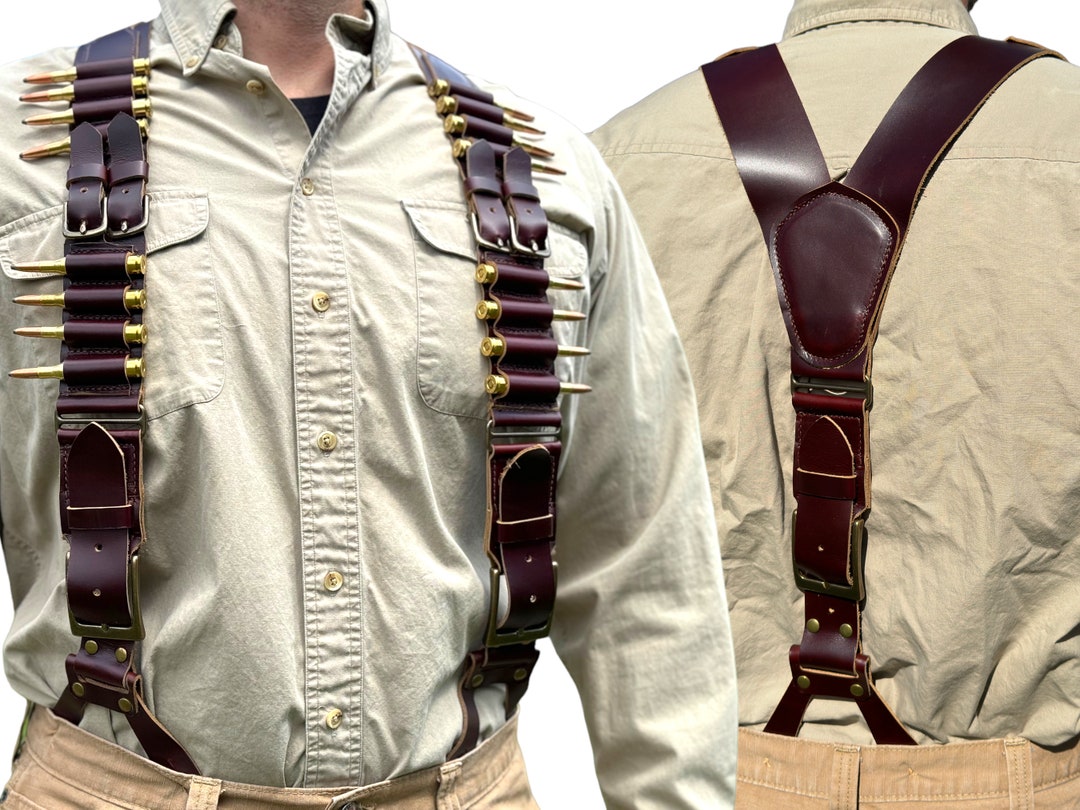 Handmade Leather Hunting Suspenders With Cartridge Holder: Ammo Chest ...
