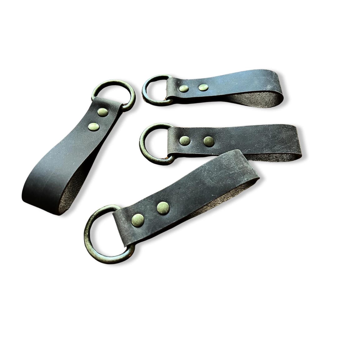 2" Wide Black or Brown Leather Belt Loop Attachments for Suspenders and ...