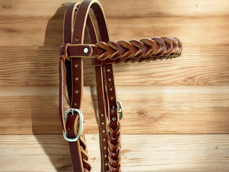 Handmade Braided Leather Headstall Set: Quarter Horse Tack - Etsy