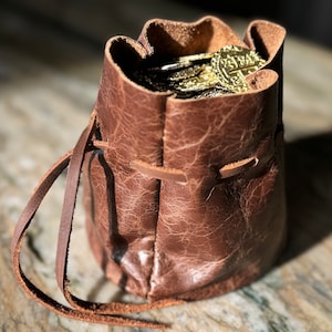 Genuine Brown Leather Pouches, Coin Pouch, Leather Drawstring Bag, DND ...