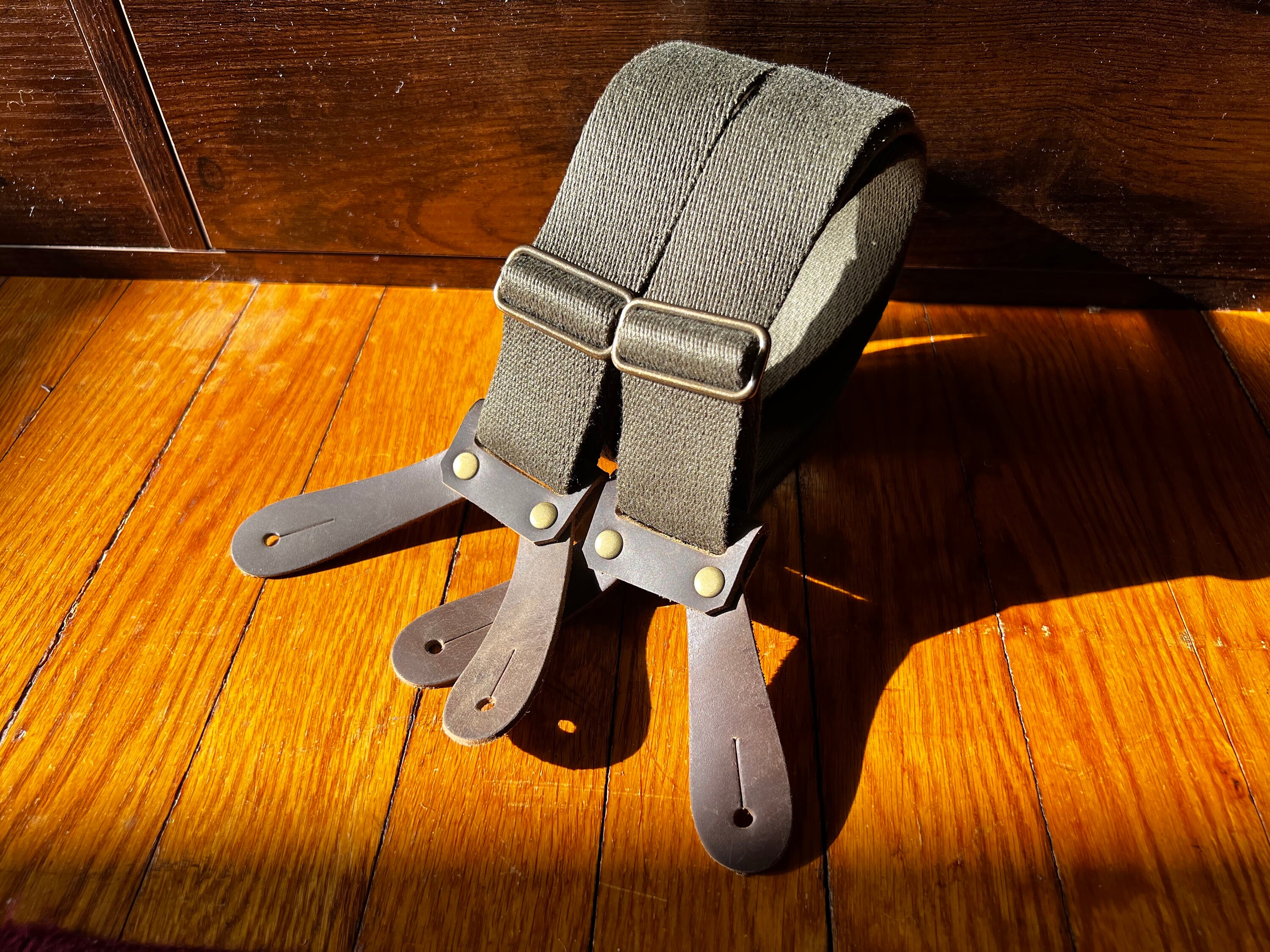 Men's Logger Cotton Suspenders: Handmade Leather Button Adjustable Belt ...