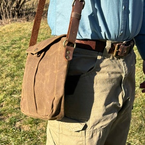 Handmade Waxed Canvas Game Bag: Leather Strap Outdoors Haversack - Etsy