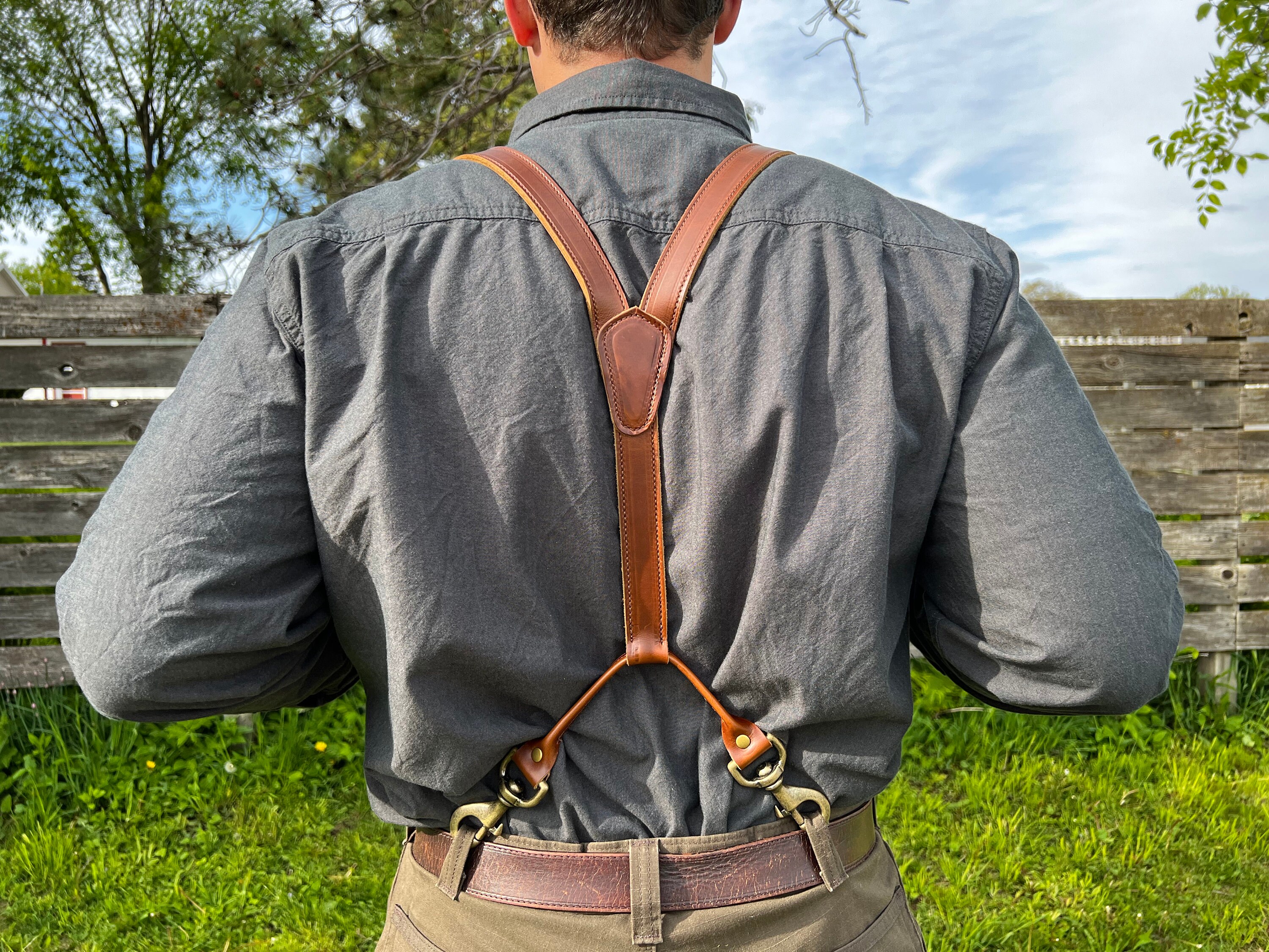 Men's Brown Leather Work Suspenders / Wedding Suspenders / - Etsy