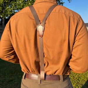 Brown Leather Suspenders for Gun-holster Belt Men Suspenders Work ...