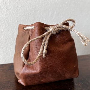 Brown Leather Pouches, Coin Pouch, Leather Drawstring Bag, Dice Pouch ...