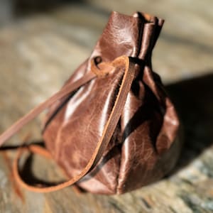 Genuine Brown Leather Pouches, Coin Pouch, Leather Drawstring Bag, DND ...