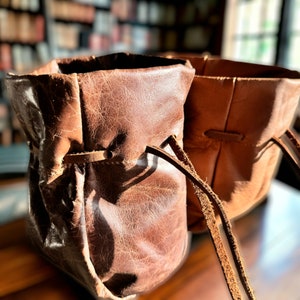 Handmade Brown Leather Drawstring Pouch: Dice, Jewelry, Crystals - Etsy