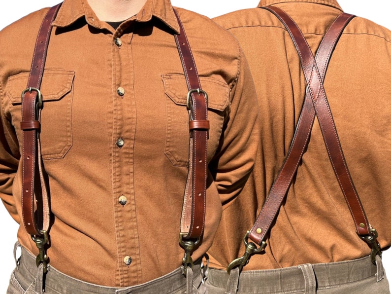 Leather Logger Suspenders – Heavy Duty 1.5” Wide Handmade Work ...