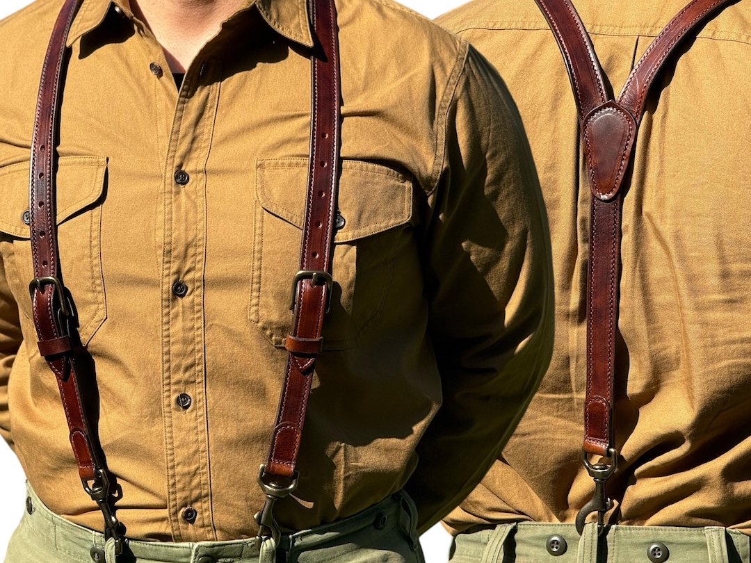 Handmade Leather Suspenders: Antique Brass Western Cowboy Braces - Etsy