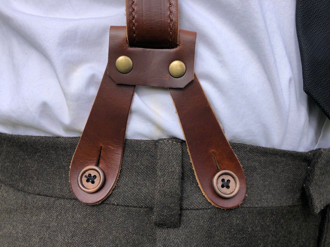 Handmade Leather Button Suspenders, Groomsmen Gift, Y Back Design - Etsy