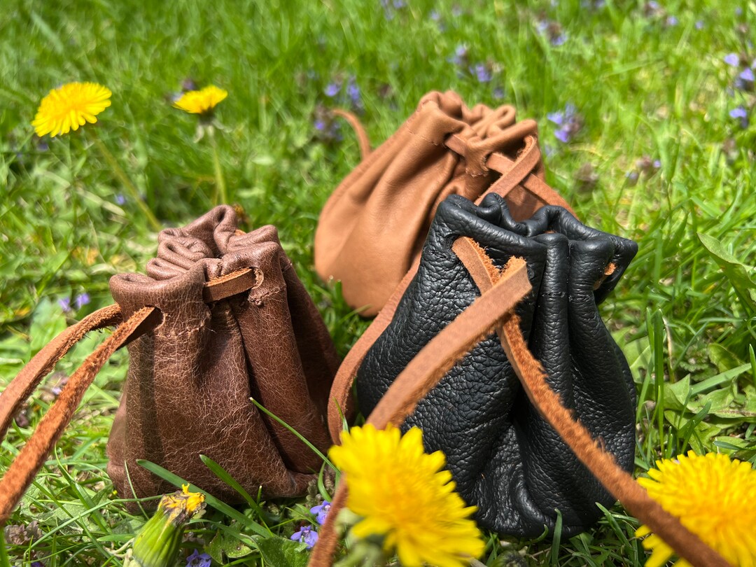 HANDMADE Leather Dice Bag, Leather Drawstring Bags, Medieval Pouch ...