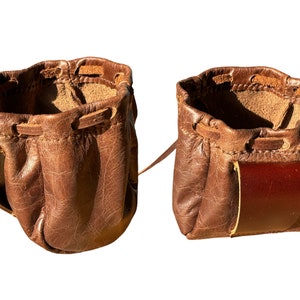 Brown Leather Pouches With Belt Loop, Coin Pouch, Leather Drawstring ...