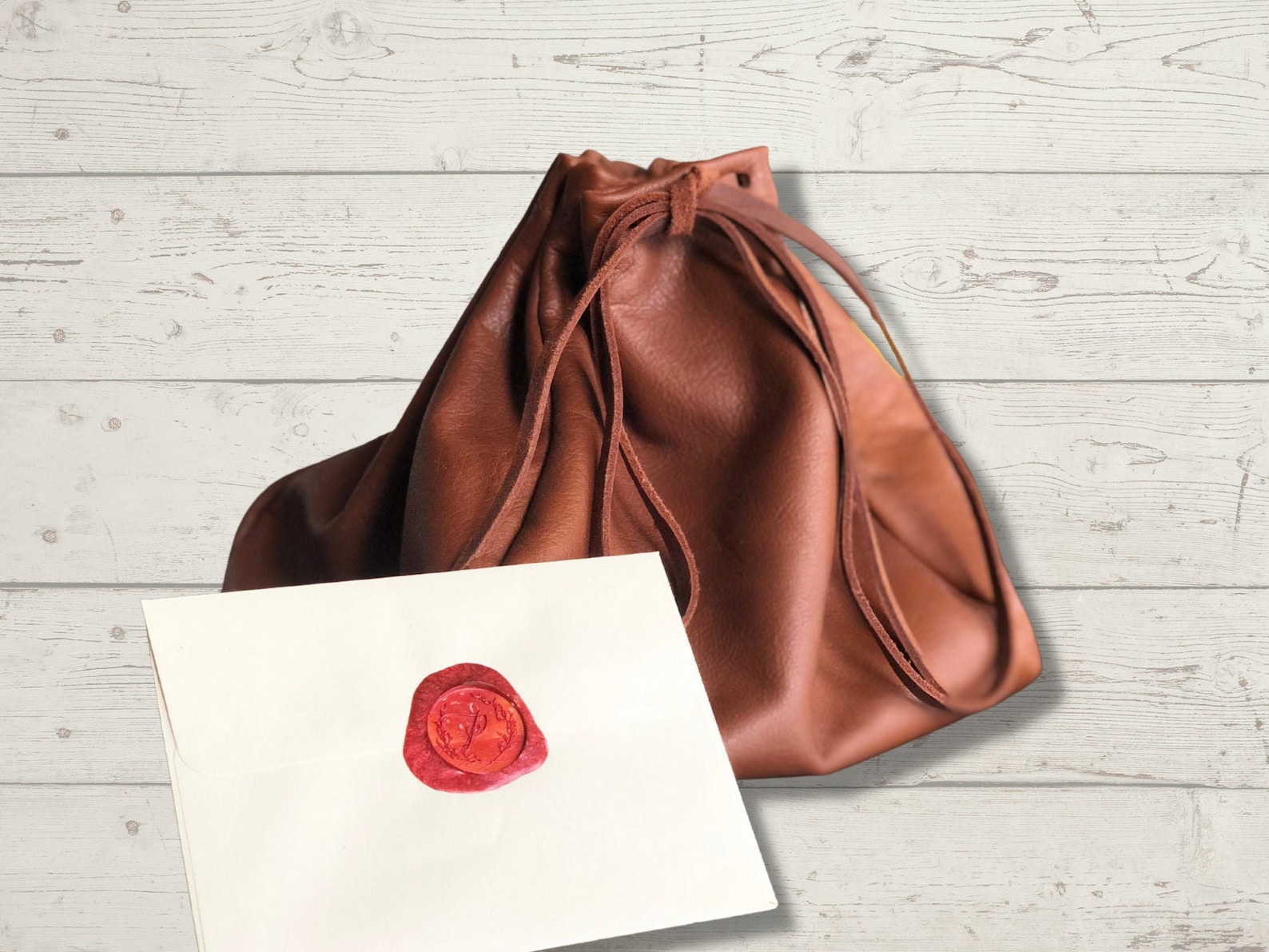 Large Drawstring Brown Leather Bag Money Pouch Leather - Etsy