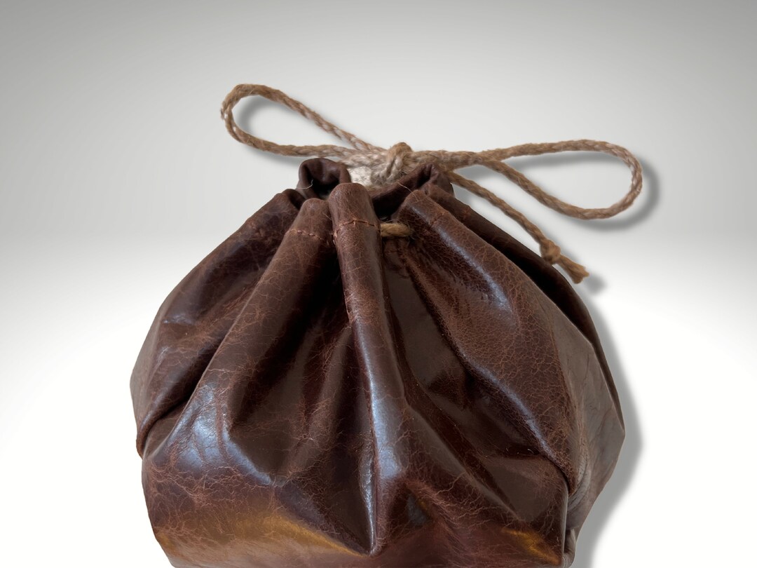 Brown Leather Pouches, Coin Pouch, Leather Drawstring Bag, Dice Pouch ...