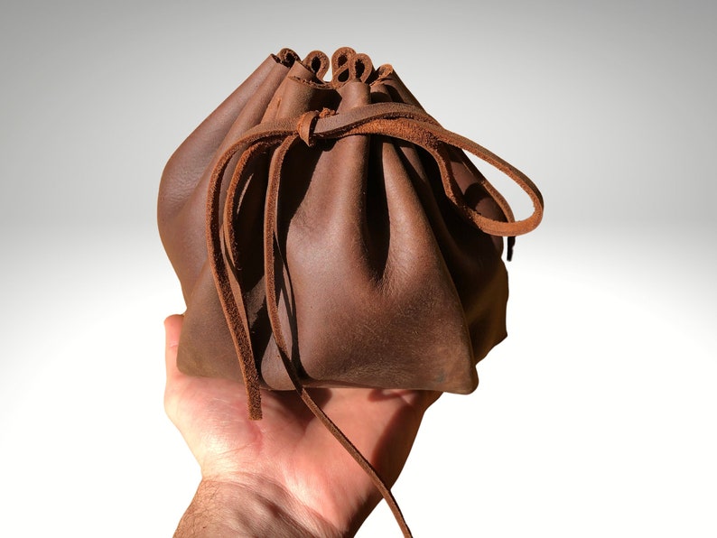 Leather Drawstring Pouch Vintage Style Stone Pouch | Etsy