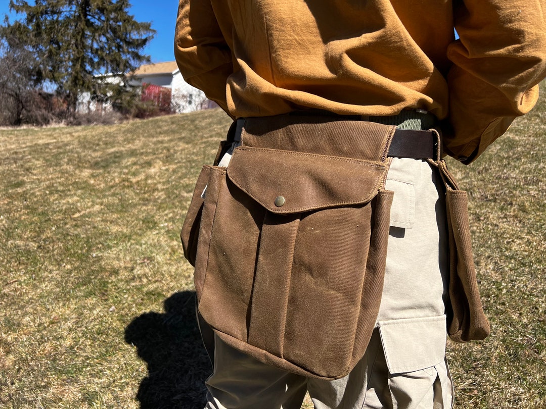 Handmade Waxed Canvas Game Bag Set: Leather Belt Pouches - Etsy