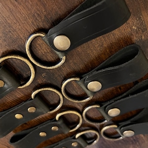 Black Leather Belt Loop Attachments: Antique Brass D Ring, USA Made - Etsy