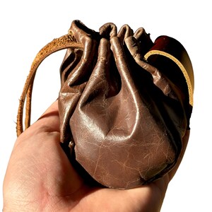 Brown Leather Pouches With Belt Loop, Coin Pouch, Leather Drawstring ...