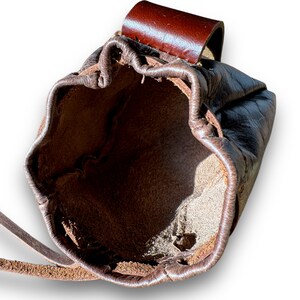 Brown Leather Pouches With Belt Loop, Coin Pouch, Leather Drawstring ...