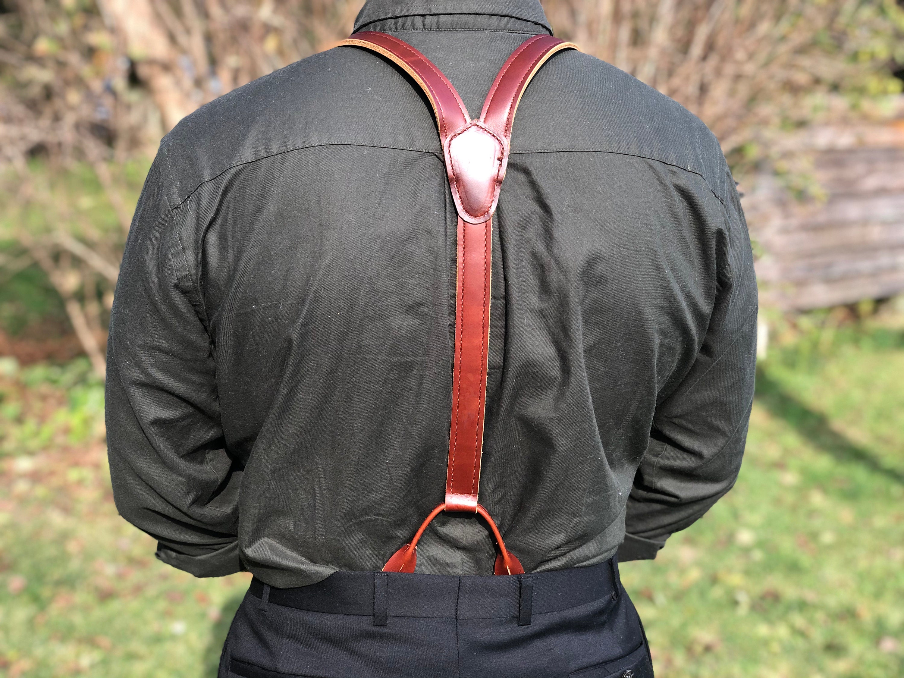Men's Leather Button Suspenders Wedding Men Suspenders | Etsy