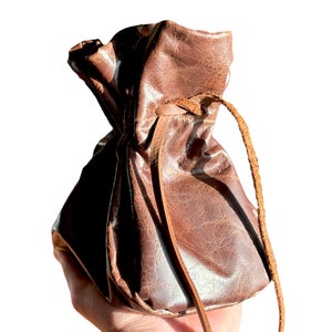 Large Brown Leather Pouches, Coin Pouch, Leather Drawstring Bag, DND ...