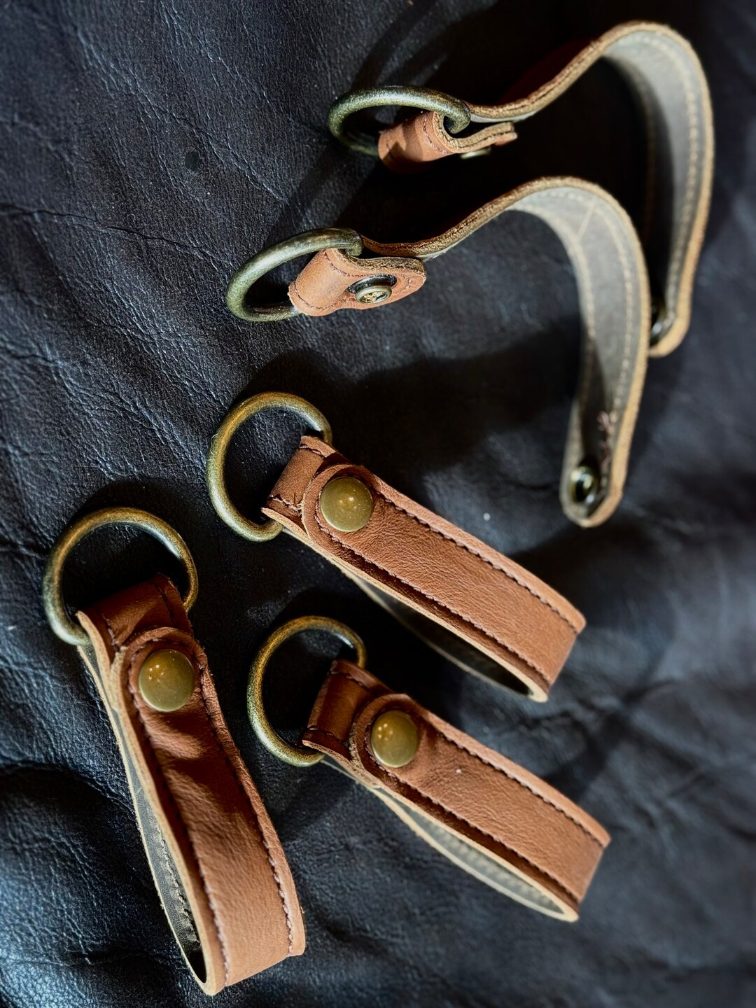 Tan Brown Leather Belt Loop Attachments for Suspenders and Belt for 2.5 ...