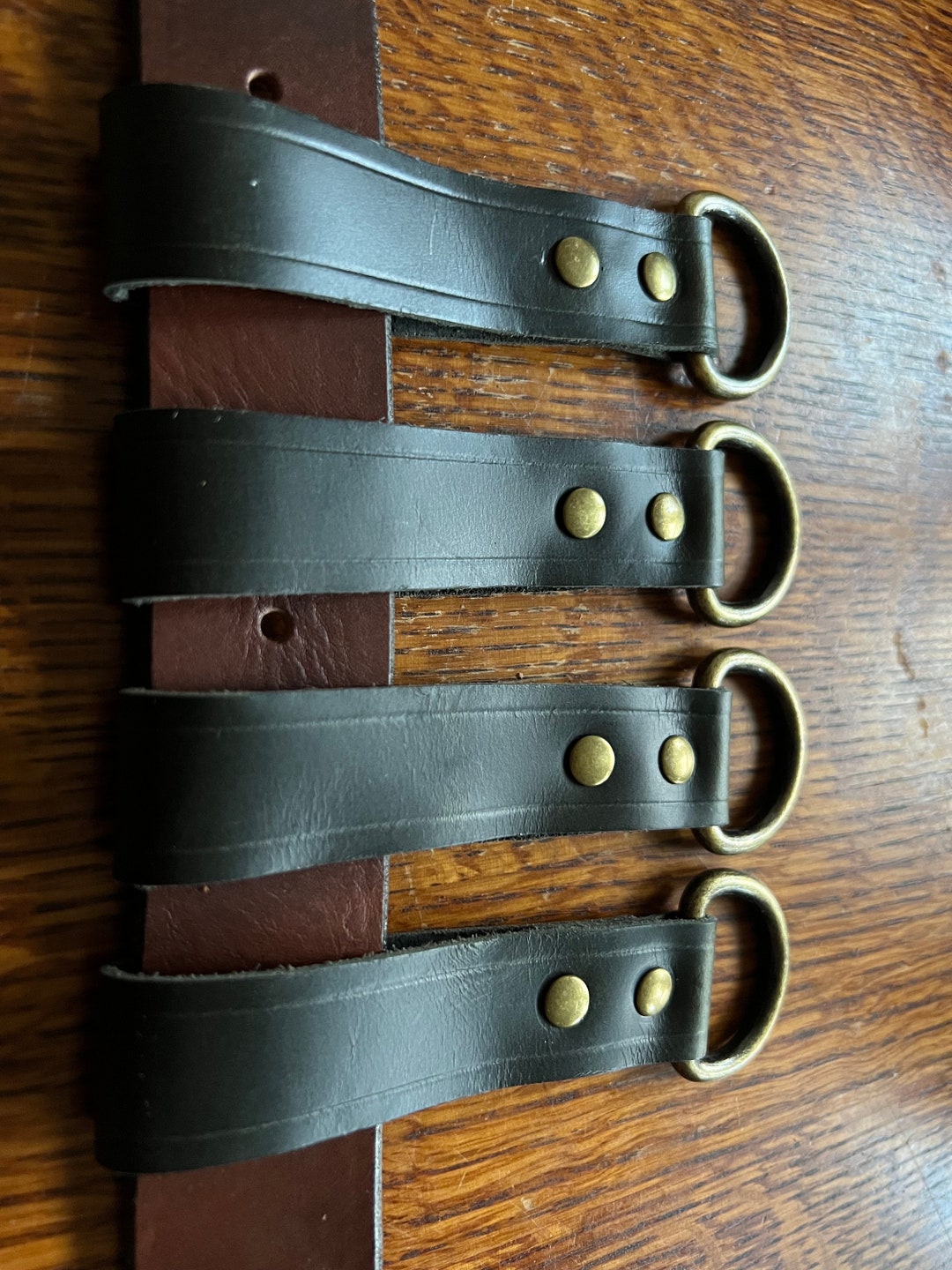 Black or Brown Durable Leather Belt Loop Attachments for Suspenders and ...
