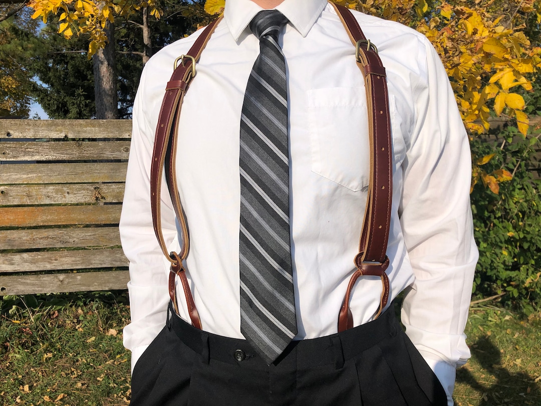 Men's Leather Button Suspenders: Handmade Wedding Groomsmen Gift - Etsy
