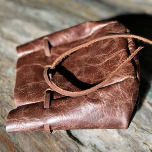 Genuine Brown Leather Pouches, Coin Pouch, Leather Drawstring Bag, DND ...