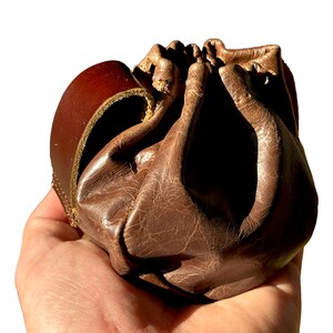 Brown Leather Pouches With Belt Loop, Coin Pouch, Leather Drawstring ...