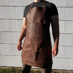 Leather TRADESMAN APRON - Durable & Soft Brown Leather - Protective ...
