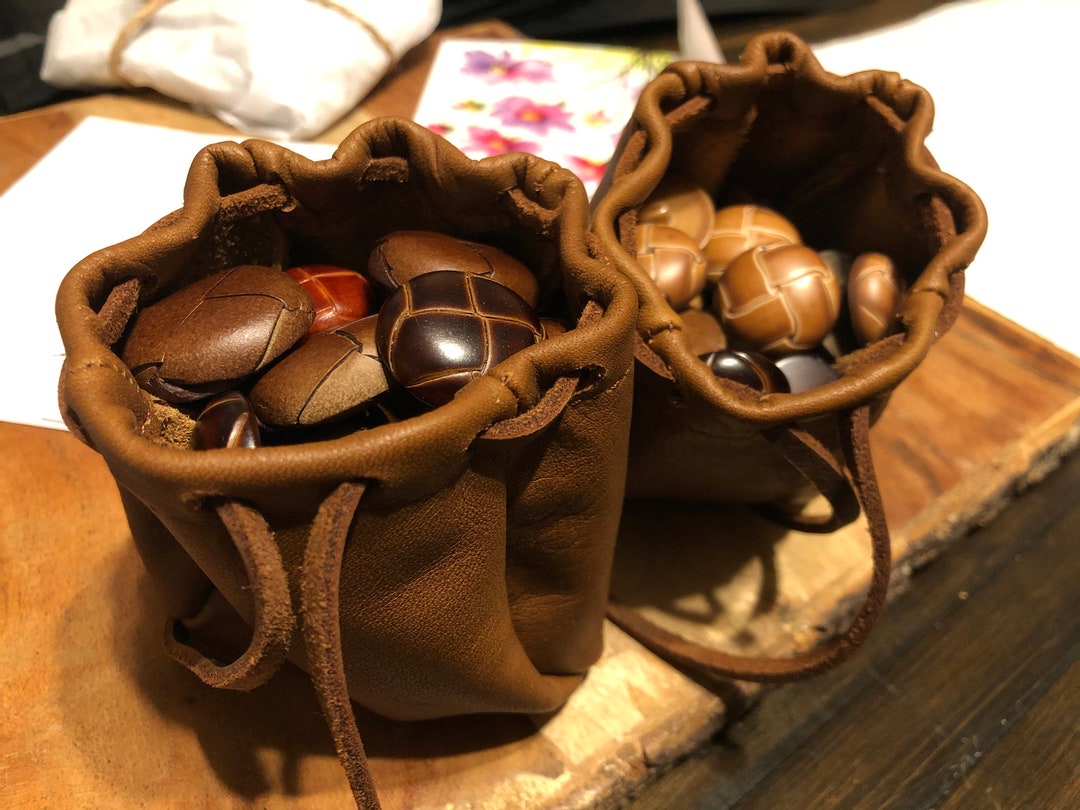 Handmade Mini Leather Coin Pouch: Vintage Style Drawstring Bag - Etsy